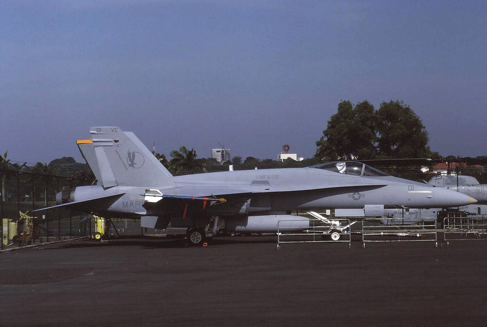 Original colour slide F/A-18A Hornet 163131/VE-01 of VMFA-115 US Navy ...