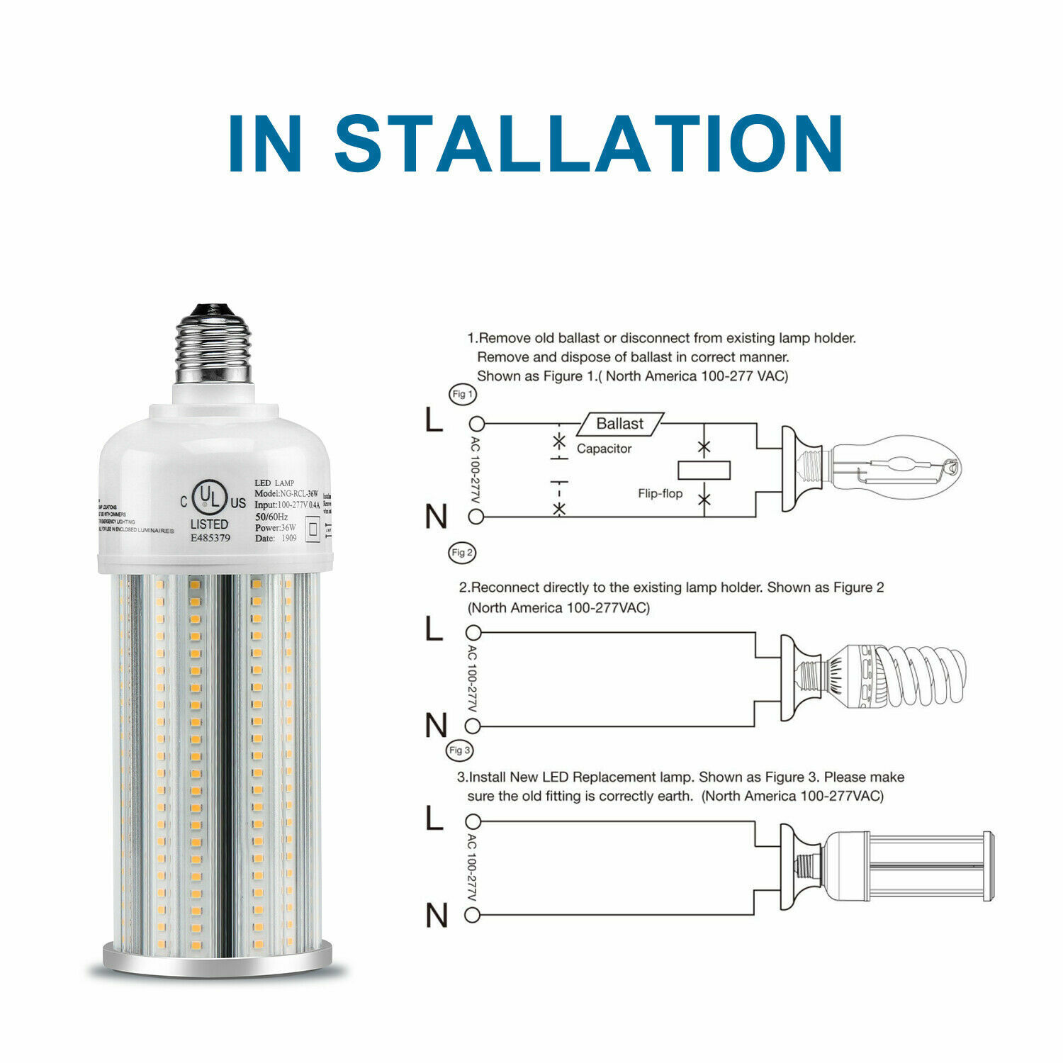 DLC 36W LED Corn Bulb Light E39 Replace 125W MH/HPS Warehouse Shop ...