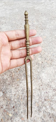 19c Vintage Handmade Brass Lady HairPin Hair Bun Dagger Harpoon Type ...