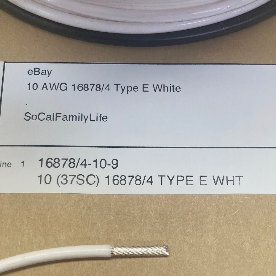 10 AWG M16878/4 (PTFE) Silver Plated Copper 10 FEET MIL TYPE E Stranded ...