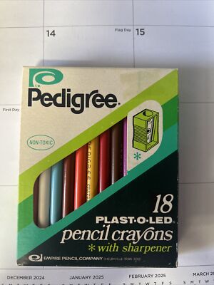 Vintage Pedigree Pencils Crayons Plast-o-led 1974 & Sharpener Unused ...
