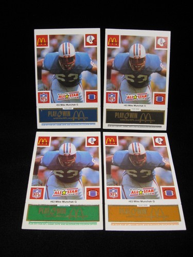 1986 Mike Munchak Houston Oilers McDonald's All-Star Issue Cards #63 (R ...