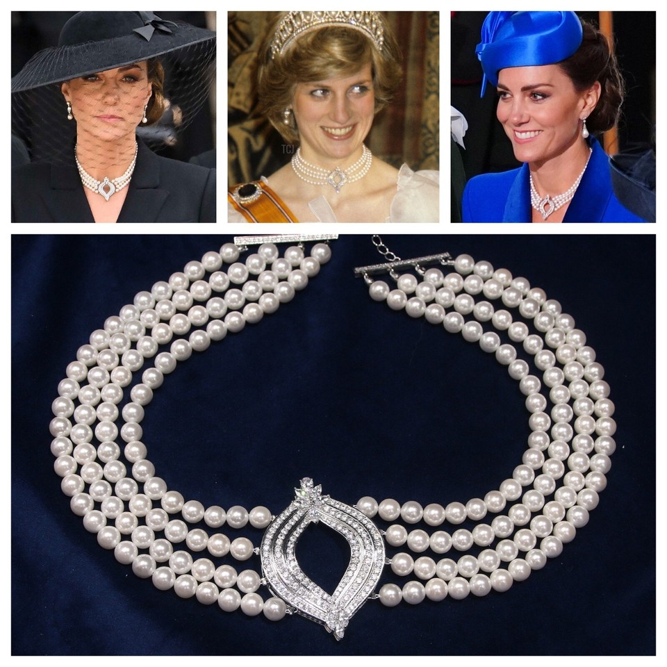 Collier, 4 Rangée Japonnais Coquillage Perle & 5A Zircon Ras, Royal ...