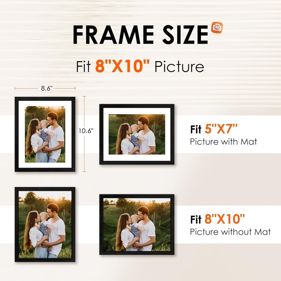 8x10 Picture Frame 1 Pack, Photo Frame With HD Plexiglass, Display ...