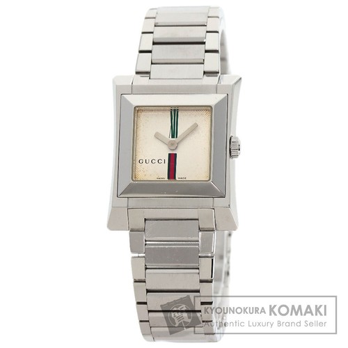 Gucci 111L Square Face Watch Stainless Steel SS Women s Used From Japan ...