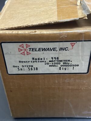 Telewave Model 44A Broadband RF Wattmeter 20 MHz-1000 MHz 50 Ohms | eBay