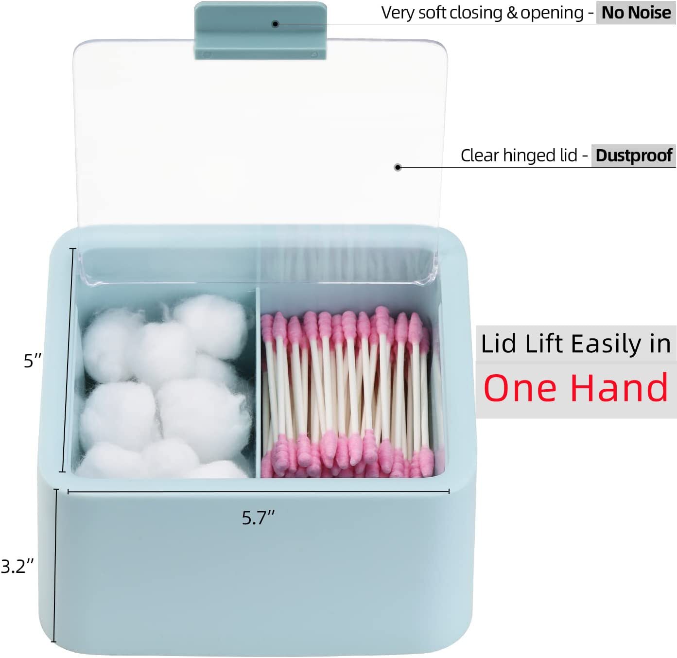 Large Qtips Holder - 2 Grids Cotton Swabs Dispenser Bathroom Organizer ...