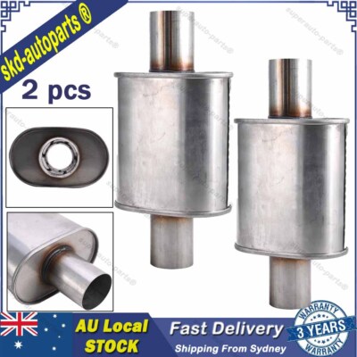 2pcs 3" inch Muffler Straight Through 409 Stainless Centre In/Out ...
