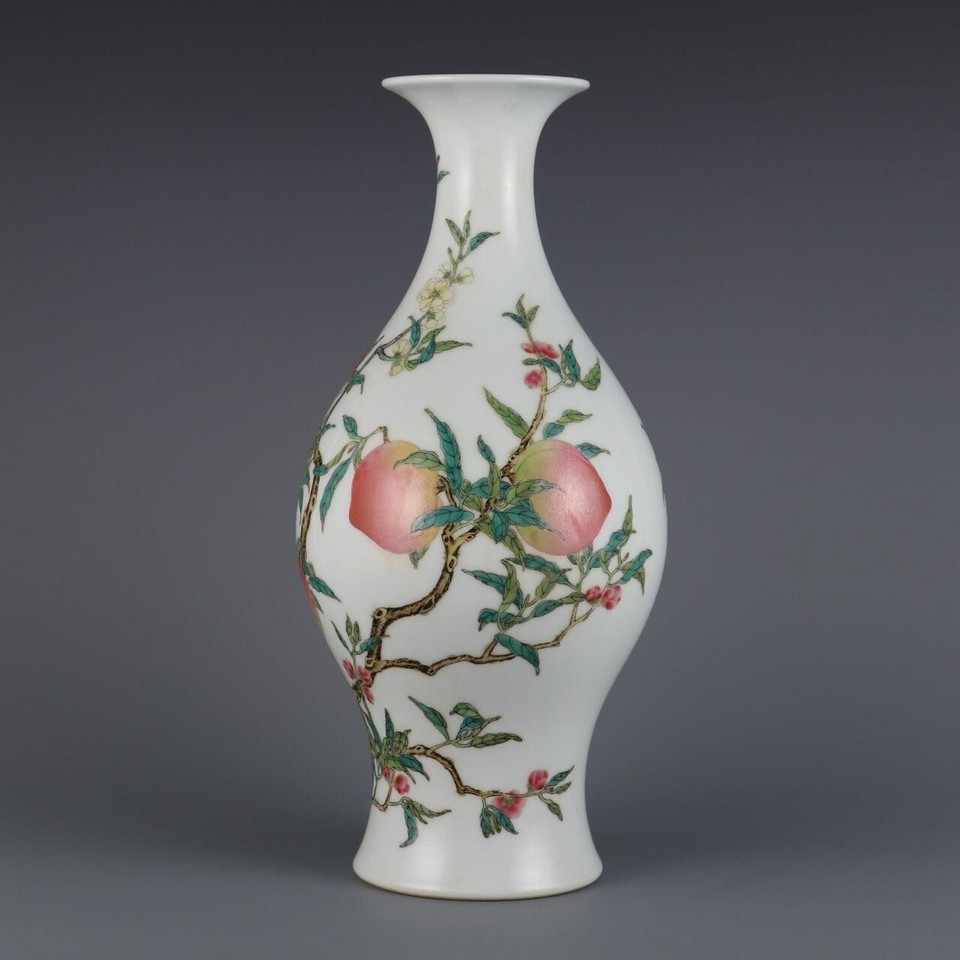 Chinese rare eight peach pattern olive bottle vase Yongzheng period ...