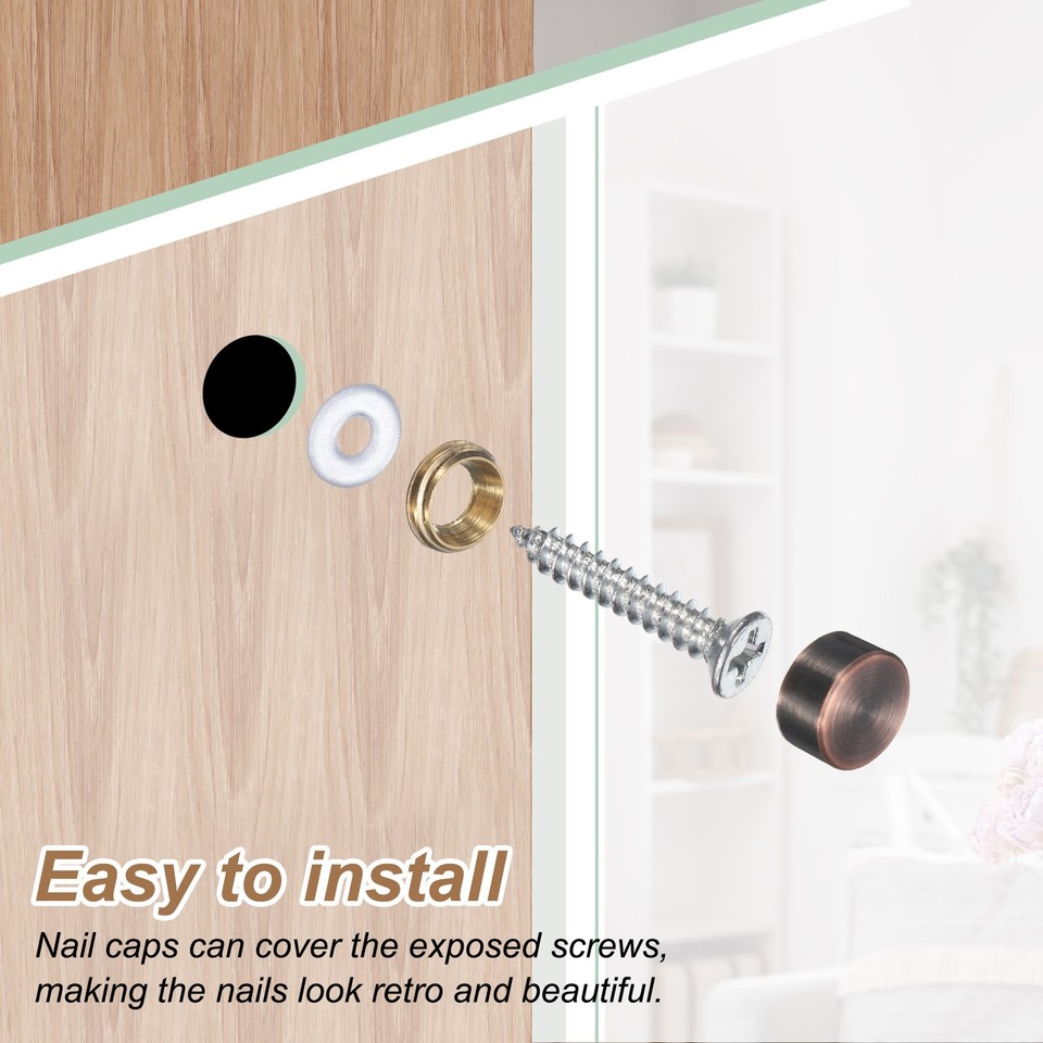 4Pcs Brass Decorative Screws with Caps, 10mm Mirror Screws Cover, Red ...