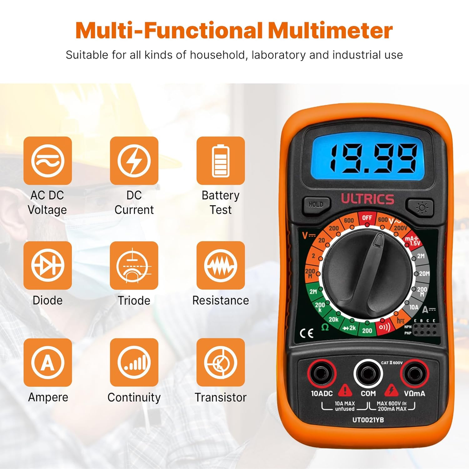 Multimetro Digitale, Professionale Amperometro Voltmetro Ohmmetro, Mini ...
