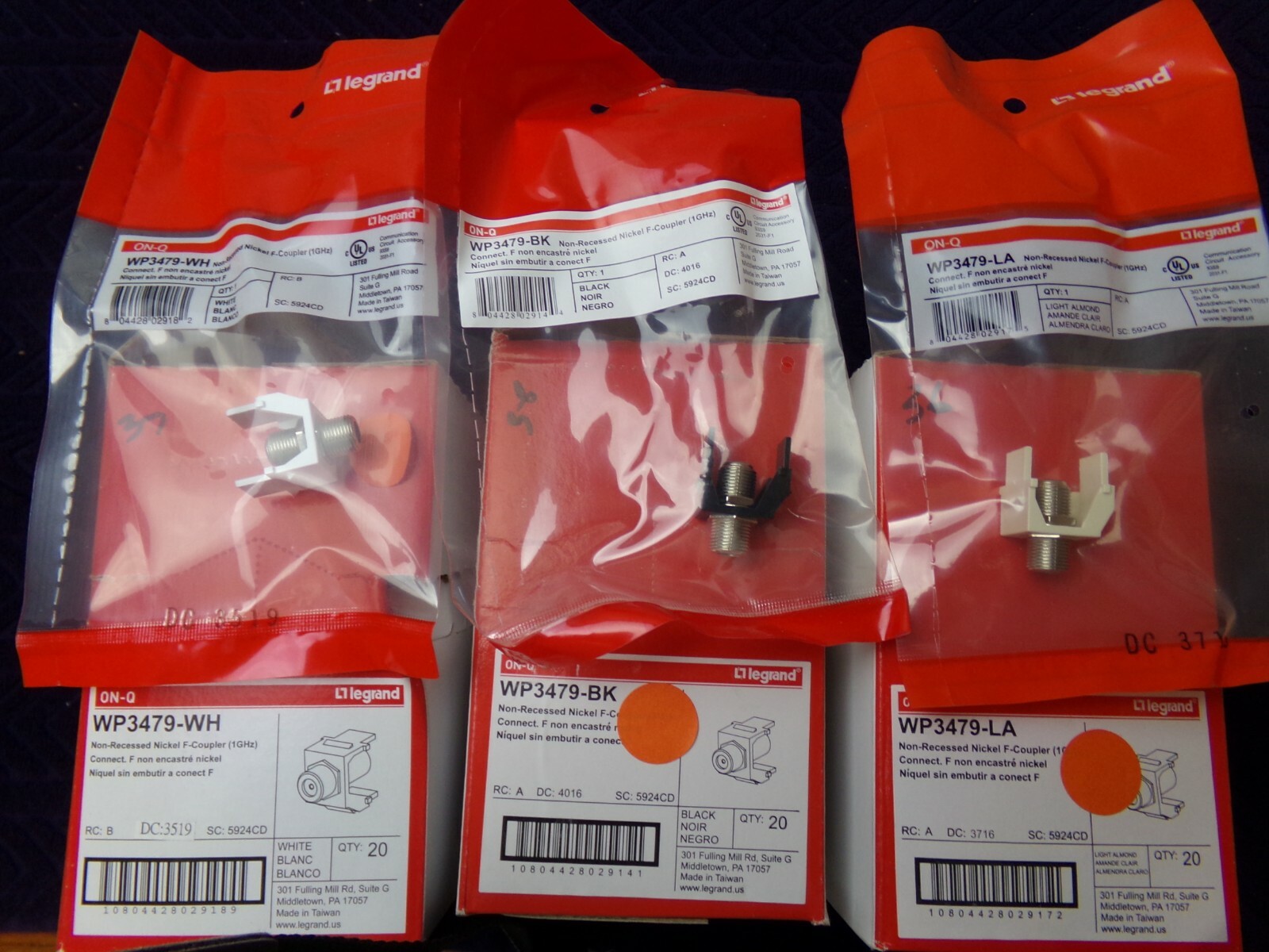 Wholesale legrand ON-Q WP3479-WH LA BK Non-recessed Nickel F coupler ...