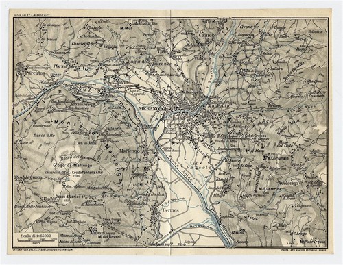 1927 ORIGINAL VINTAGE MAP OF VICINITY OF MERAN MERANO / SOUTH TYROL ...