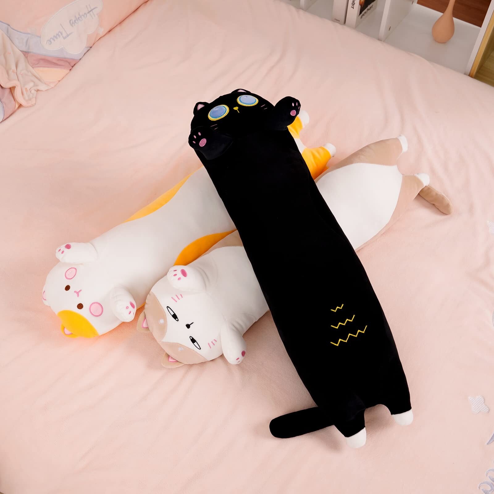 Long Cat Pillow Plush Cute Cartoon Cats Soft Throw Pillows Kids Hugging ...