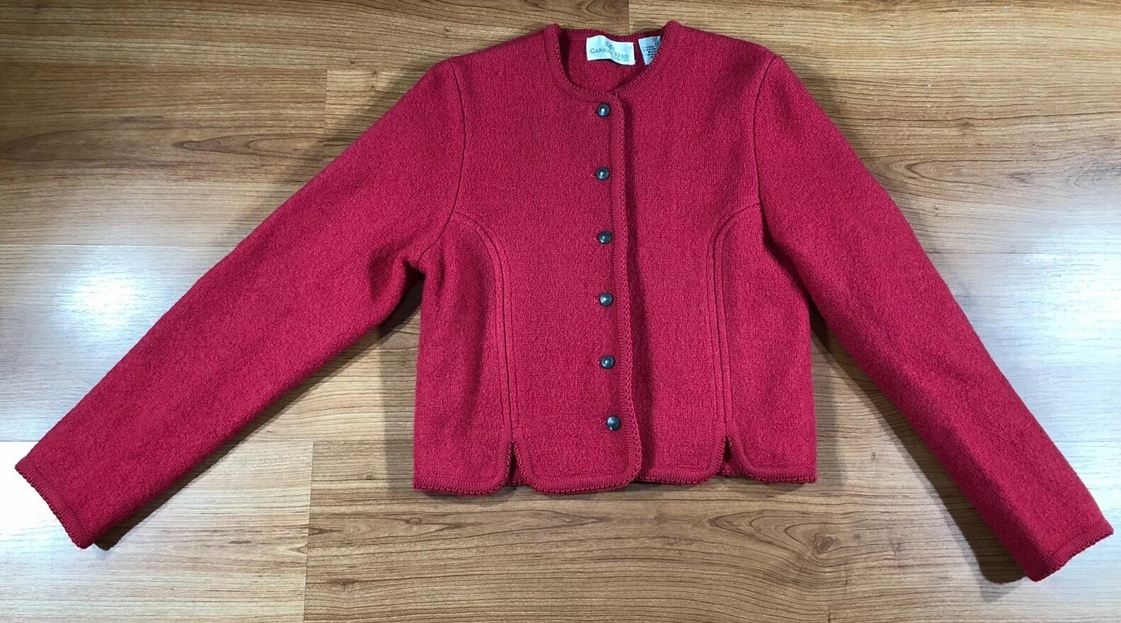 Vintage Carroll Reed Womens Red 100% Wool Red Jacket Size 4 Cardigan ...