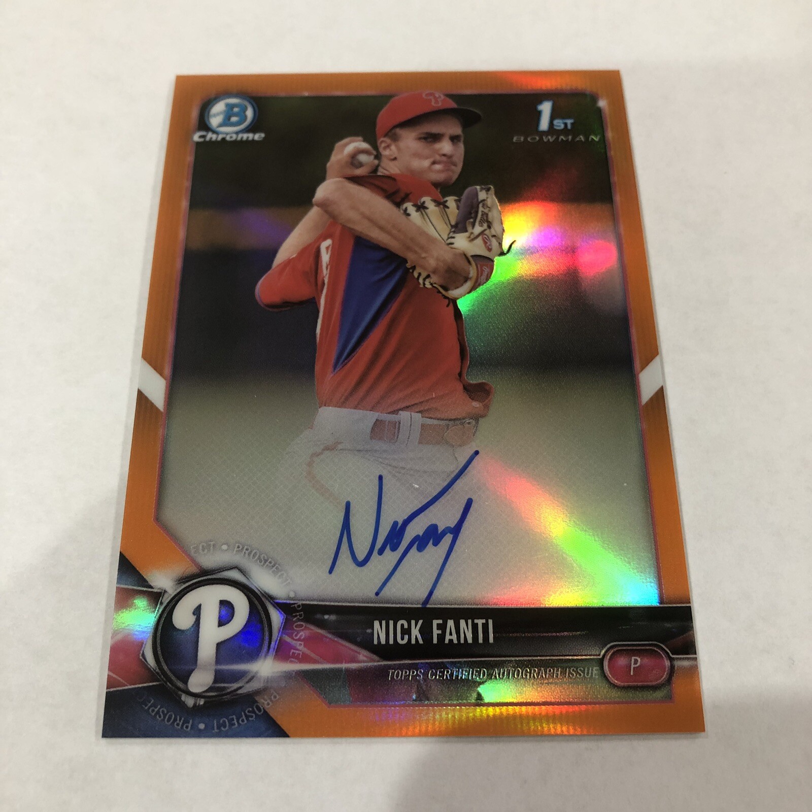 Nick Fanti 2018 Bowman Chrome Orange Autograph Refractor /25 Phillies ...