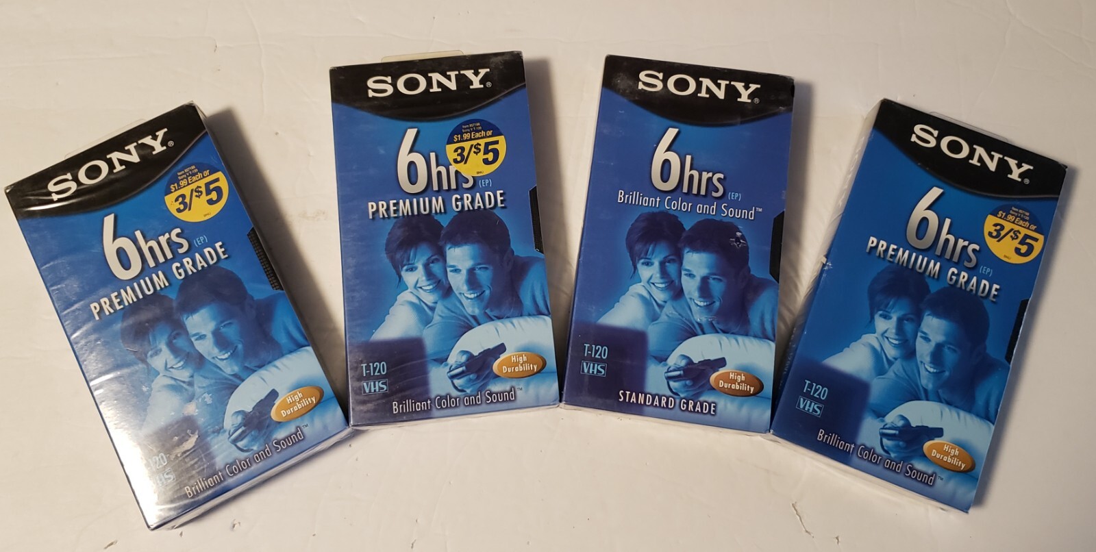 Lot of 4 Factory Sealed SONY VHS TAPES 6 HRS Premium Grade T-120VL VHS ...