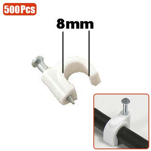 500 Pcs 8mm Cable Wire Clips Wall Mount RG6 Coax Cat6 Cat5e Nail Clamps ...
