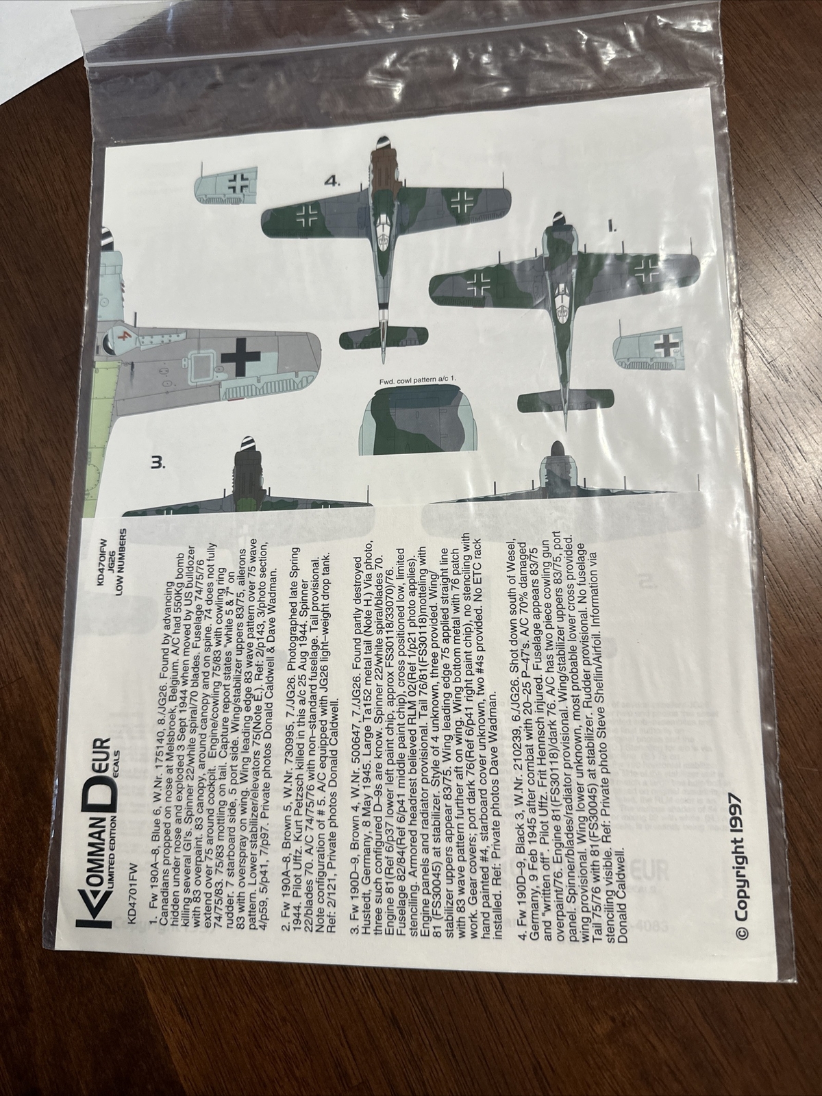 Kommandeur Decals 7204 1/72 Scale Fw 190 JG26 Low Numbers Limited Run ...