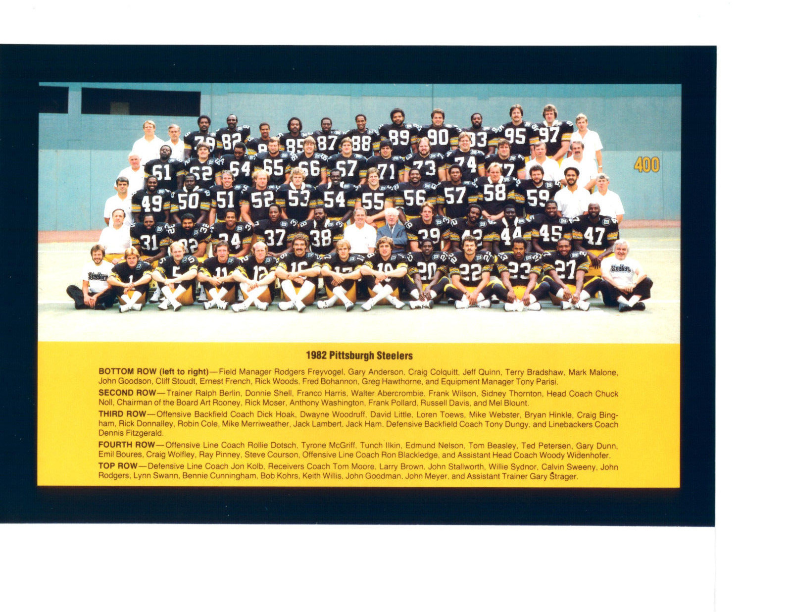 1982 PITTSBURG STEELERS TEAM 8X10 PHOTO HAM LAMBERT FOOTBALL HOF USA | eBay