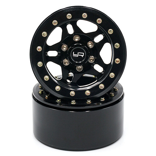 Yeah Racing WL-0116BK 1.9 Alum CNC 5 Spoke Beadlock Wheel w/ Wheel Hub ...
