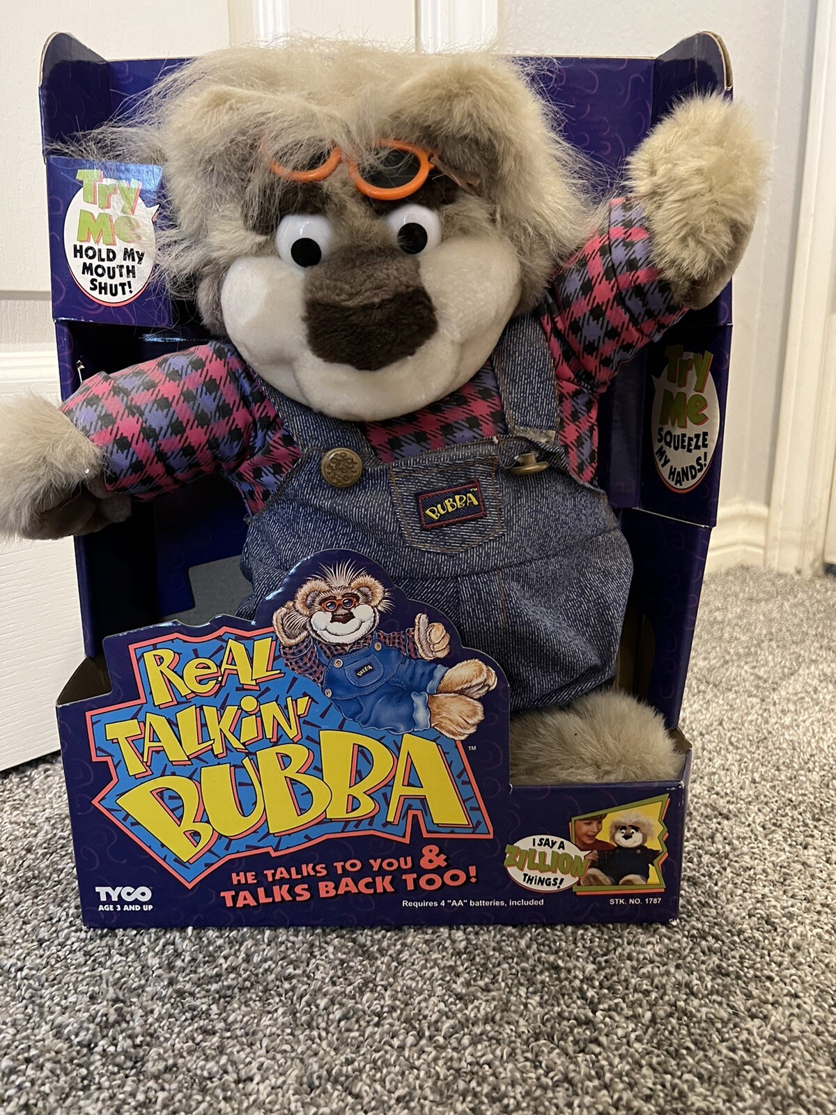 Real Talkin' Bubba Doll Bear Plush Interactive 1997 TYCO Toy 1990s NIP ...