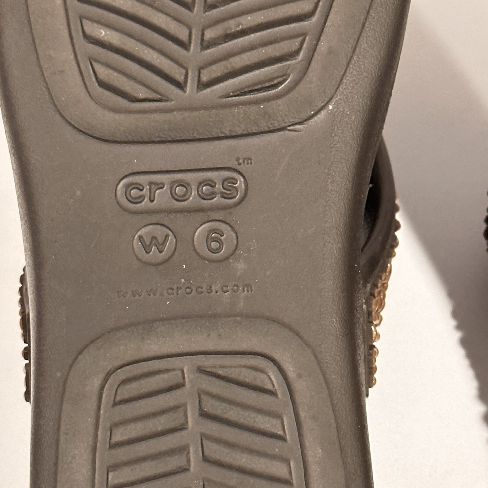 Crocs Diamante Two Tone Brown Wedge Flip Flop Sandals, Great Condition ...