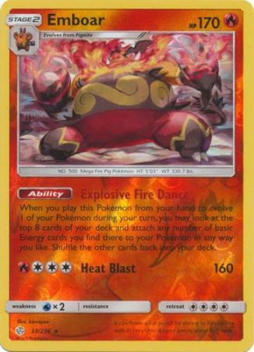 Emboar 33/236 SM Cosmic Eclipse Reverse Holo Rare Pokemon Card TCG ...