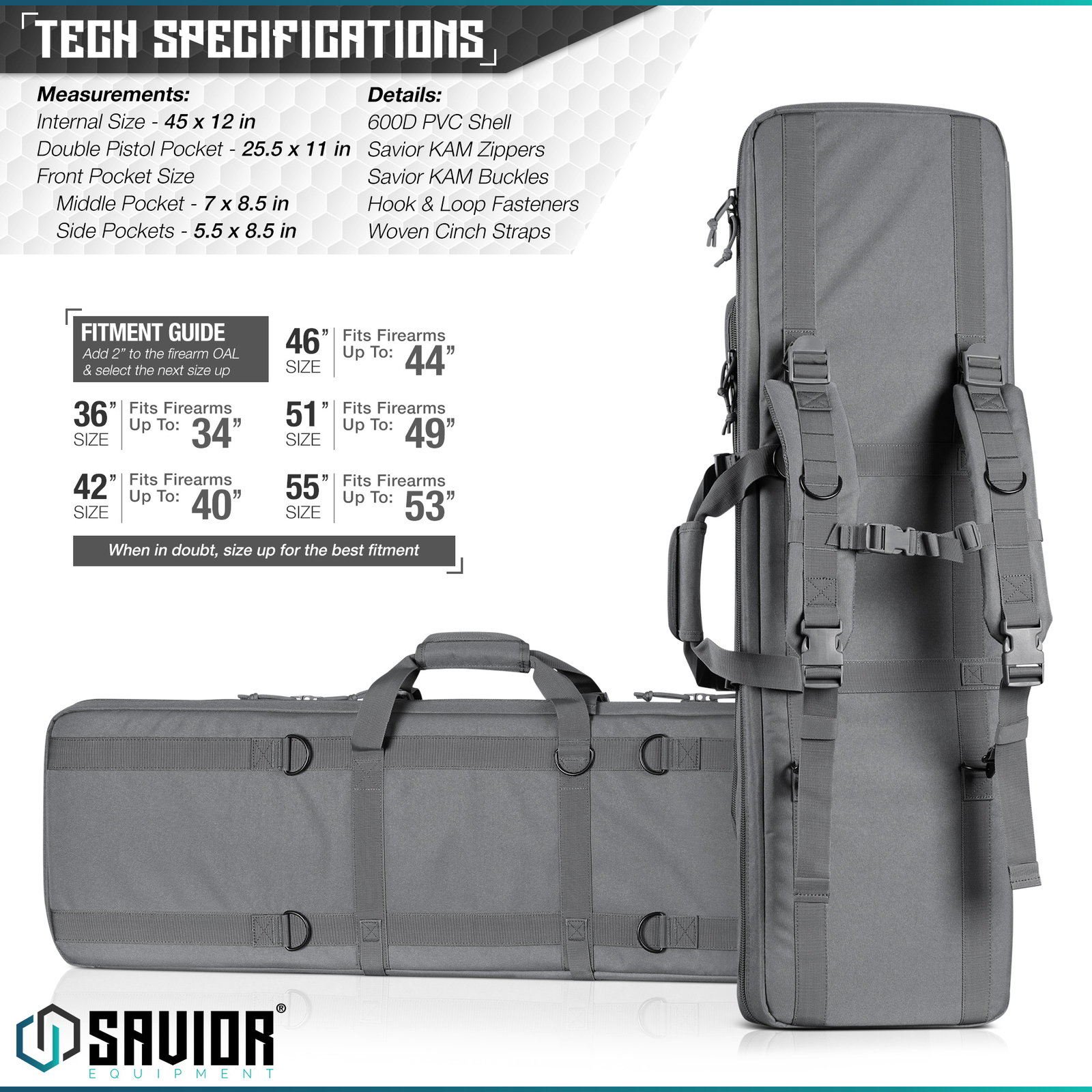 SAVIOR EQUIP Tactical Double Rifle Bag Gun Range Padded Soft Case 36 ...