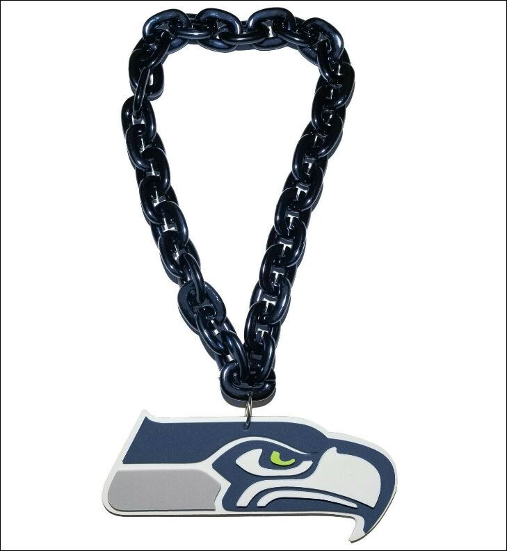 New NFL Seattle Seahawks Big Fan Chain Blue Necklace Foam Made in USA ...