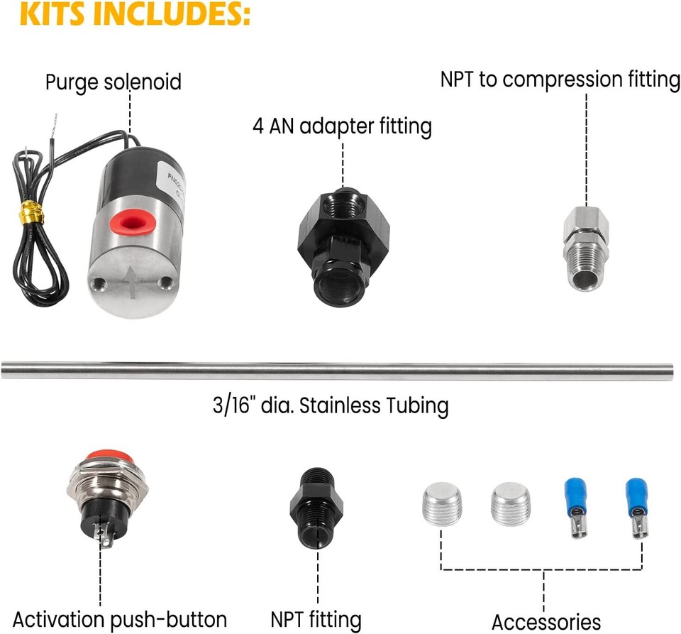 16030NOS -4AN Line Nitrous Purge Valve System Kit for Purging Nitrous ...