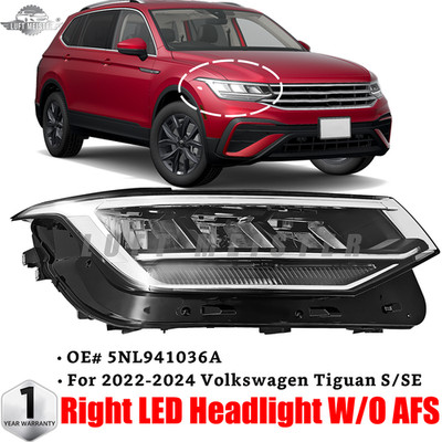 Right Side LED Headlight Fit Volkswagen Tiguan S/SE 2022-2024 W/O AFS ...