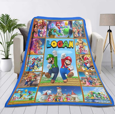 Super Mario Brothers Blanket Personalised Kids Bedding | eBay