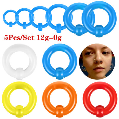 5Pcs/Set Acrylic Captive Bead Rings Large Septum Ring Ear Gauges ...