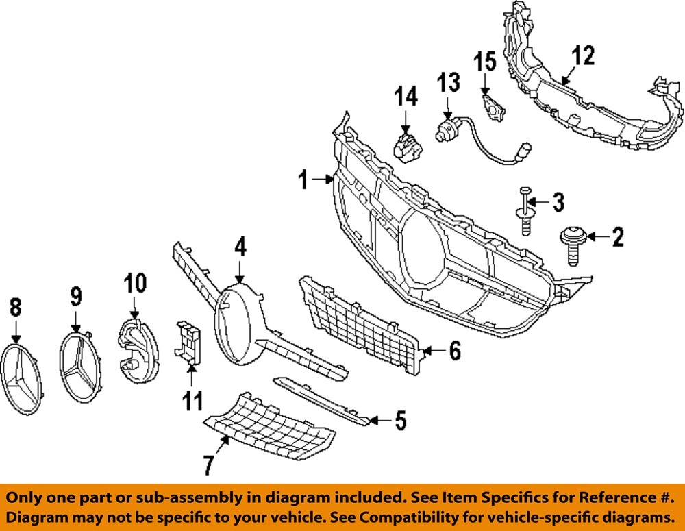 MERCEDES OEM 17-18 C300 Front Bumper Grille Grill-Insert Left ...