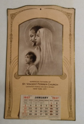 Vintage 1937 Complete St. Vincent Ferrer Church Calendar NYC | eBay