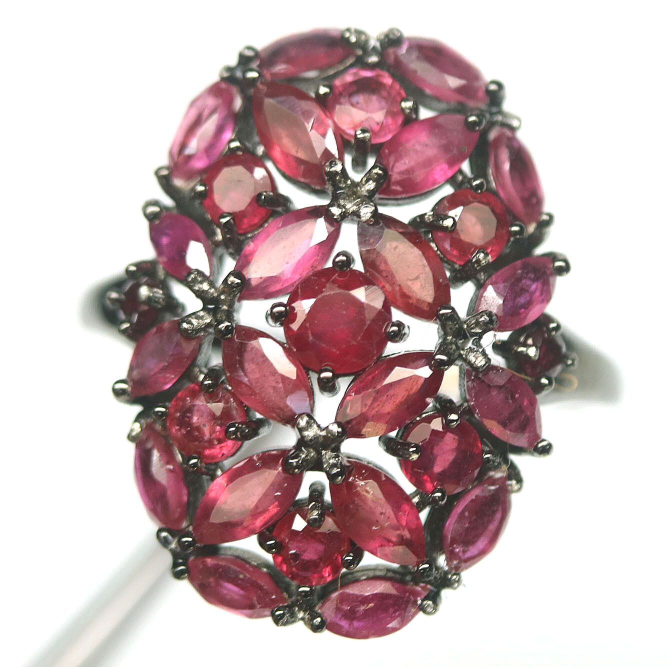 Heated Red Ruby Ring 925 Sterling Silver Black Gold Coated Size 7.75 | eBay