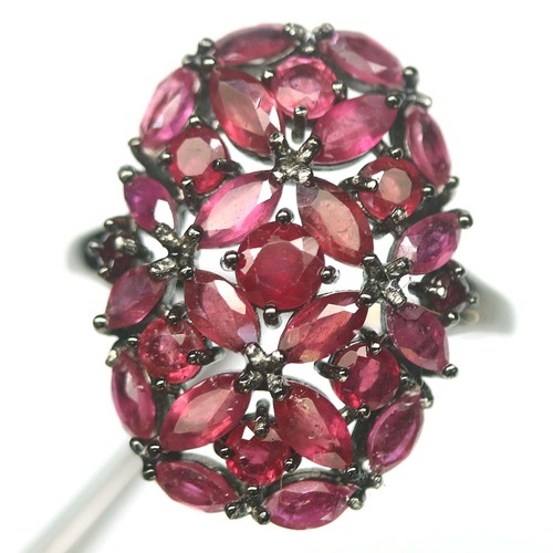 Heated Red Ruby Ring 925 Sterling Silver Black Gold Coated Size 7.75 | eBay