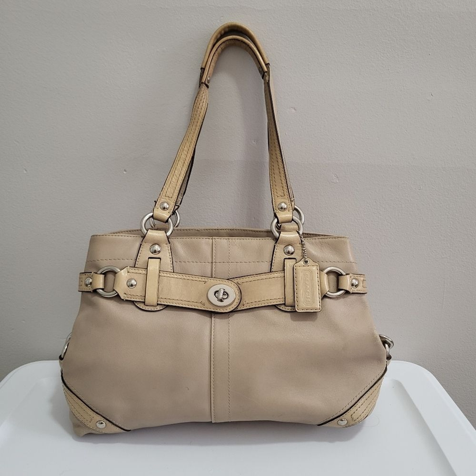 Coach Carly Ivory Leather Carryall Satchel J0873-1323… - Gem