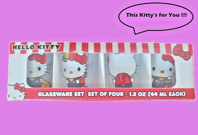 Hello Kitty 4-Shot Glasses, Camping Kitty- Compass, Ballcap, Backpack ...