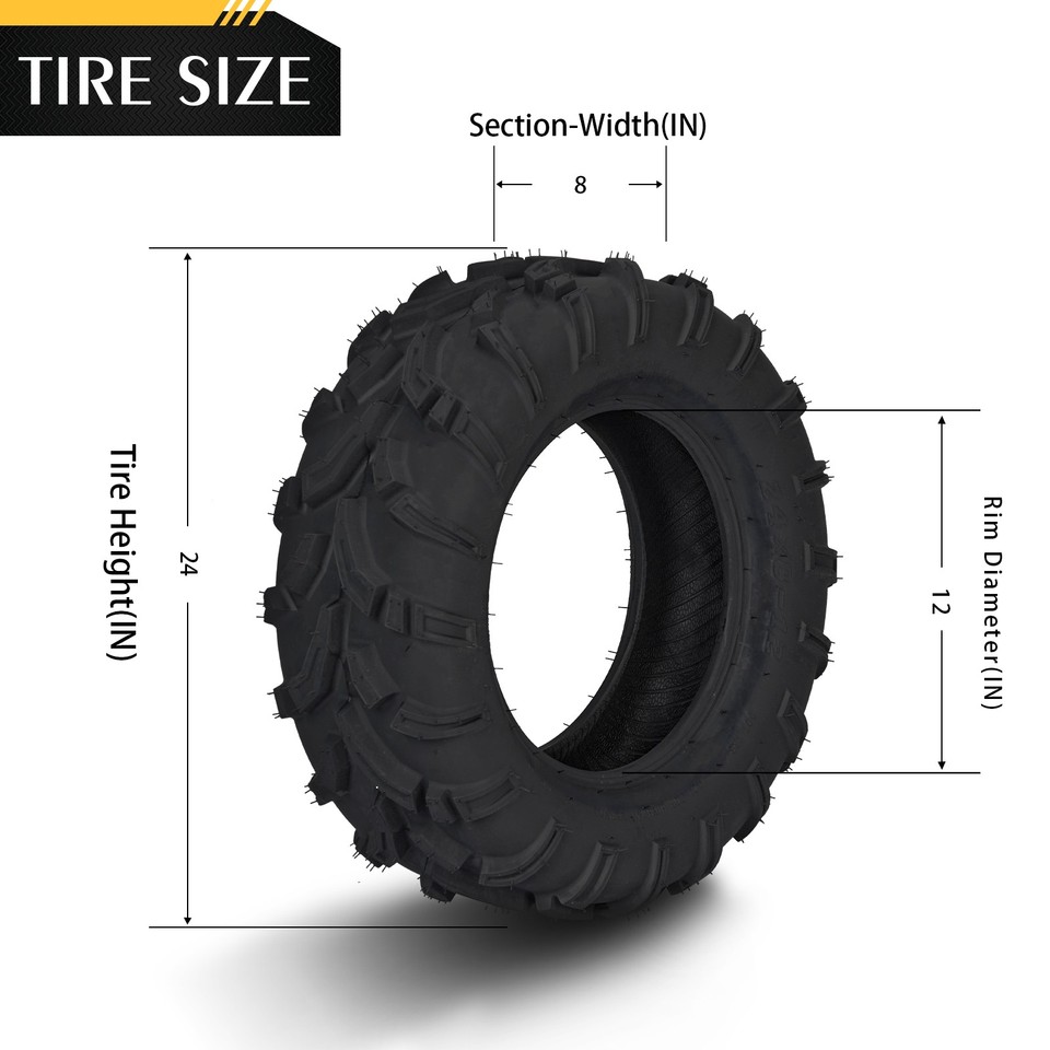 Two 24x8-12 ATV UTV Tires All Terrain AT 6 Ply Tubeless 24x8x12 24 8 12 ...