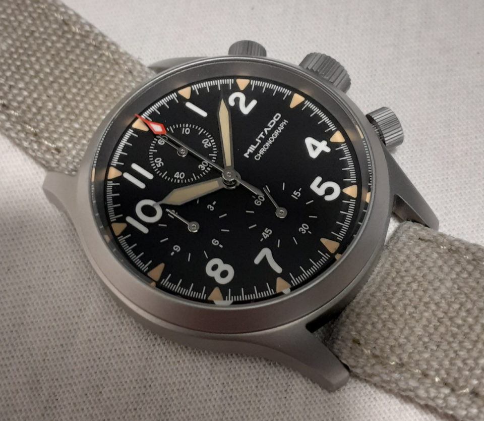 MILITADO MILITARY RETRO CHRONOGRAPH SWEEP HAND QUARTZ, SAPPHIRE ...