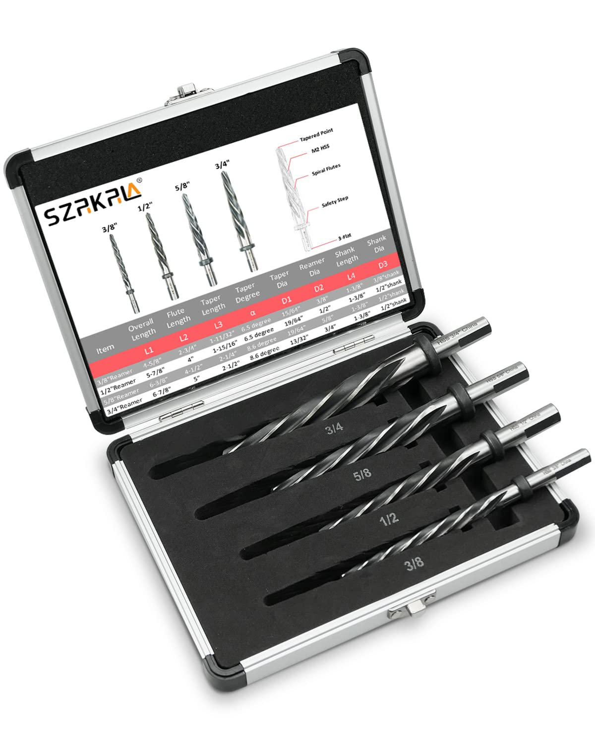 4Pcs Drill Bridge/Construction Reamer Bit Set 3/8" 1/2" 5/8" 3/4" with ...