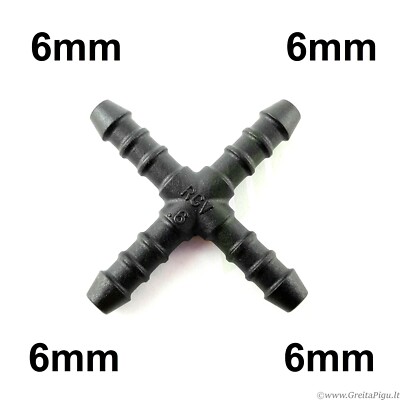 X-Piece Barbed 6 mm Tube Hose Pipe Connector Fitting Joiner Air Fuel ...