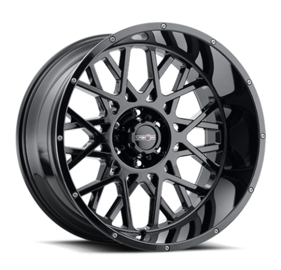Set 4 22" Vision Off-Road 412 Rocker Gloss Black Wheels 22x10 6x5.5 ...