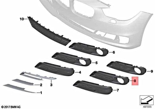 Genuine BMW F07N Front Partly Closed Fog Light Grille Left OEM ...