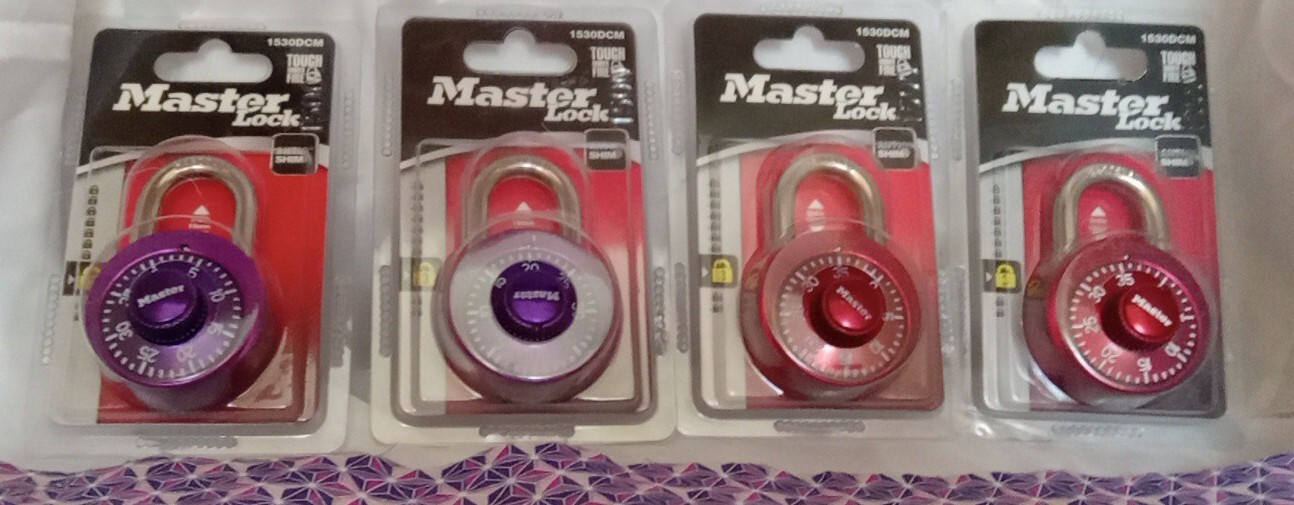 4 NEW MASTER LOCK 1530DCM COMBINATION LOCKS 2-RED &2-PURPLE FREE SHIPPING | eBay