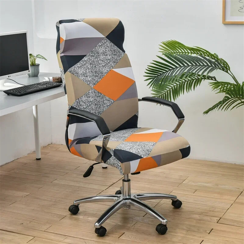Floral Prints Elastic Chair Cover Geometry Computer Chairs Slipcovers ...