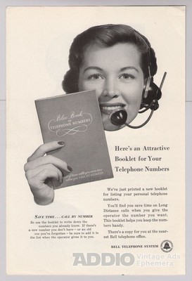 1953 Bell Telephone Operator Blue Book advertisement Original Ad ...