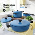 Vremi 8 Piece Ceramic Nonstick Cookware Set Induction Stovetop, Blue | eBay